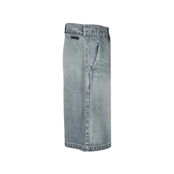 Fear Of God Indigo Denim Shorts With Button Fastening And Tonal Stitching - Blue