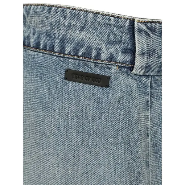Fear Of God Indigo Denim Shorts With Button Fastening And Tonal Stitching - Blue