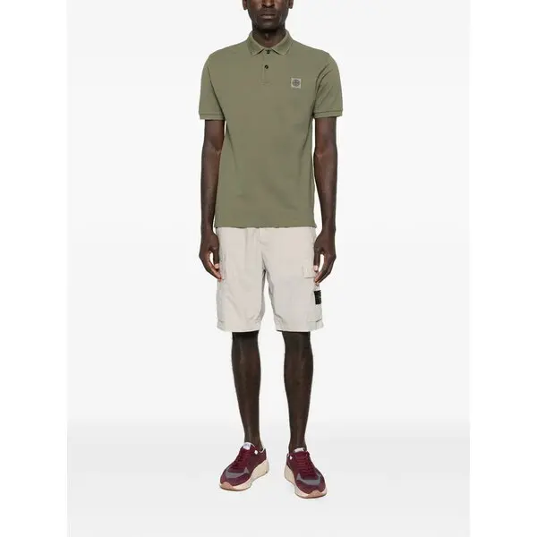 Stone Island Beige Cargo Shorts With Detachable Compass Badge