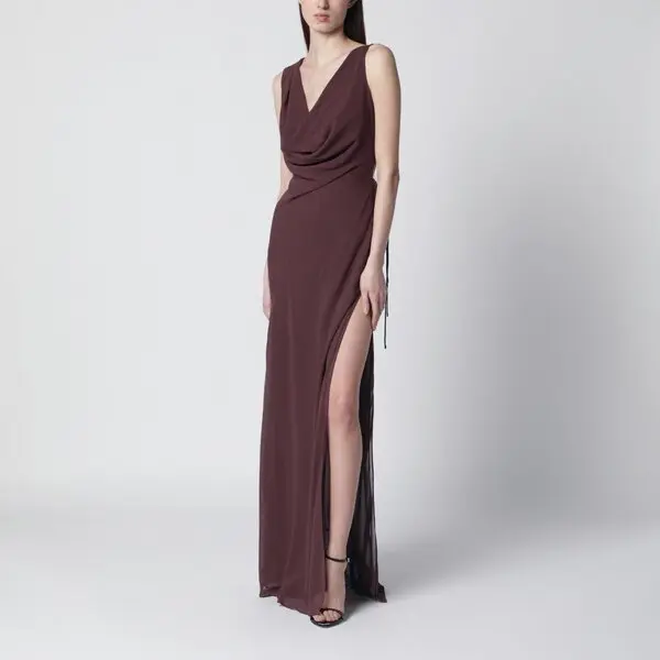 Andamane Sleeveless Silk-blend Long Dress - Red