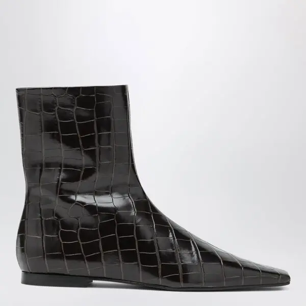 TOTEME Crocodile-effect Leather Chelsea Boots With Zip - Brown