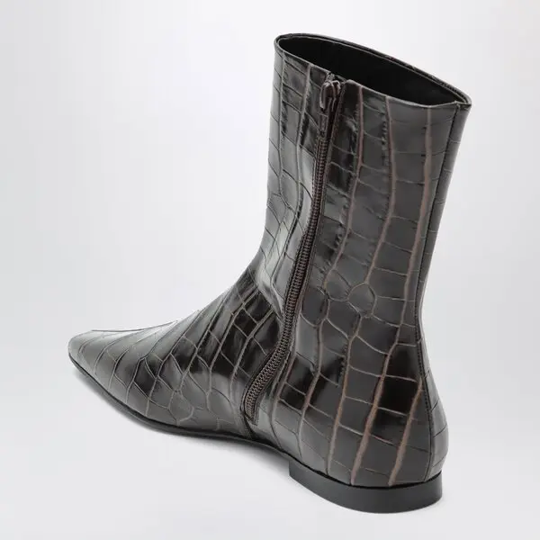 TOTEME Crocodile-effect Leather Chelsea Boots With Zip - Brown