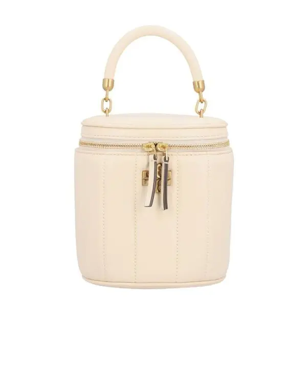 Tory Burch Logo Plaque Leather Cylinder Bag