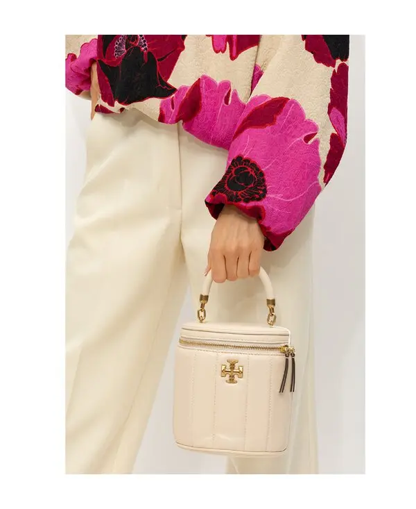 Tory Burch Logo Plaque Leather Cylinder Bag