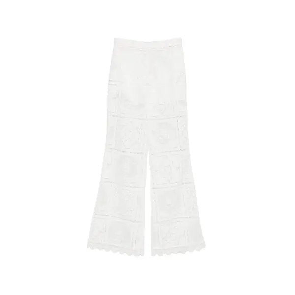 Zimmermann Embroidered Wide-leg Trousers - Cream