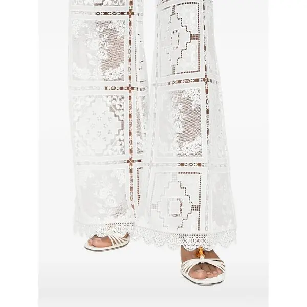 Zimmermann Embroidered Wide-leg Trousers - Cream