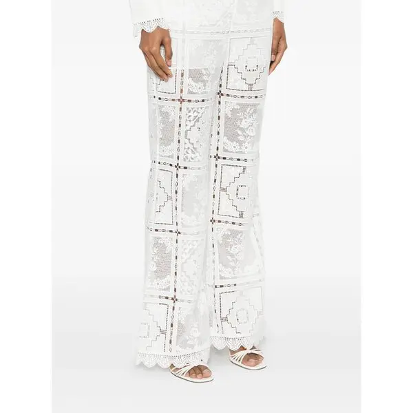 Zimmermann Embroidered Wide-leg Trousers - Cream