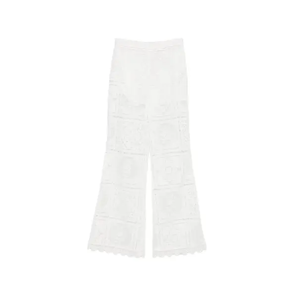 Zimmermann Embroidered Wide-leg Trousers - White