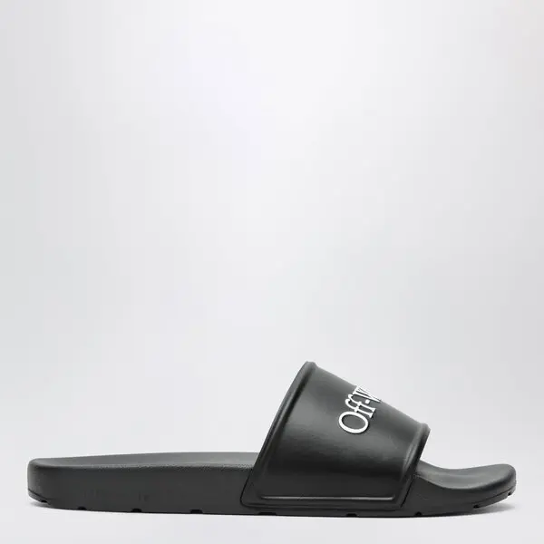 Off-White Pvc Embossed Logo Sliders - Black