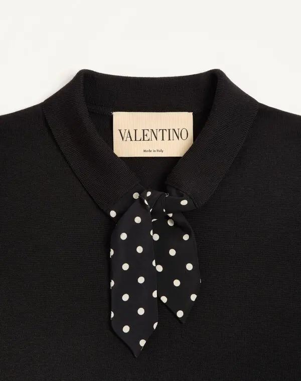 Valentino Garavani Vlogo Signature Knitted Top With Polka Dot Scarf Detail - Black