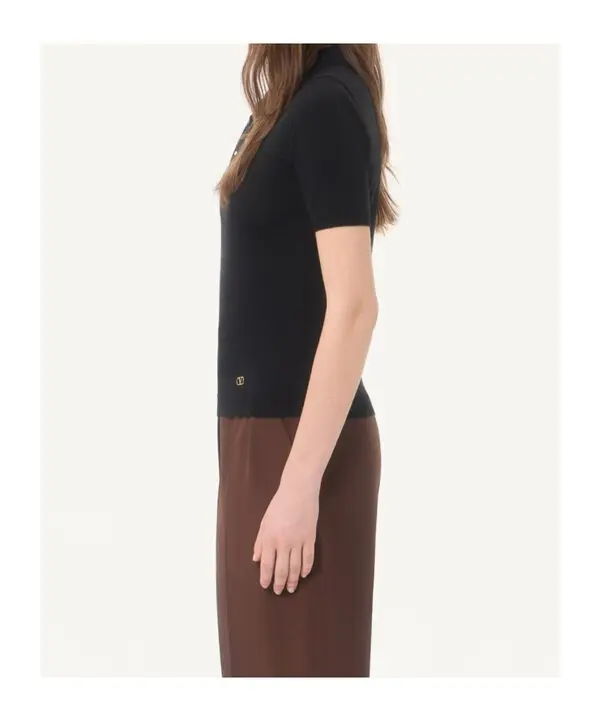 Valentino Garavani Vlogo Signature Knitted Top With Polka Dot Scarf Detail - Black