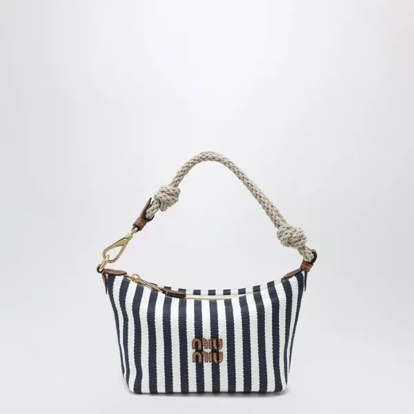 Miu Miu Striped Jacquard Cotton And Leather Pouch