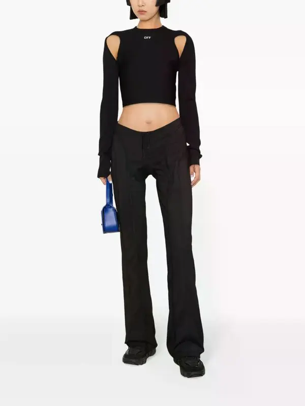 Off-White Scuba Jersey Cut-out Crop Top - Black