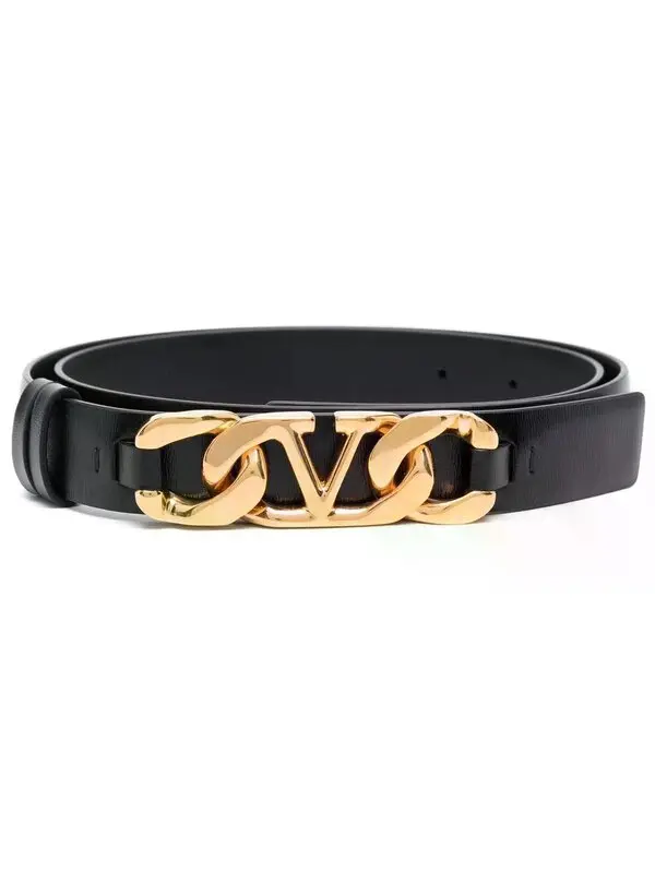 Valentino Garavani V-logo Chain Belt - Black