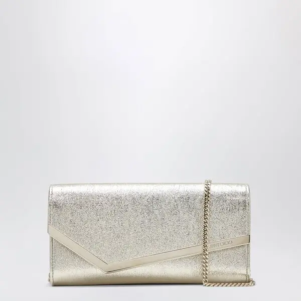 JIMMY CHOO Emmie Clutch In Platinum Ice Brilliance Fabric - Silver
