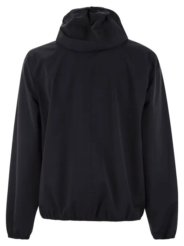 Brunello Cucinelli Membranated Nylon Jacket With Logo And Hood - Blue