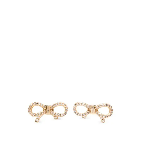 FERRAGAMO Vara Bow Crystal Embellished Stud Earrings - Gold