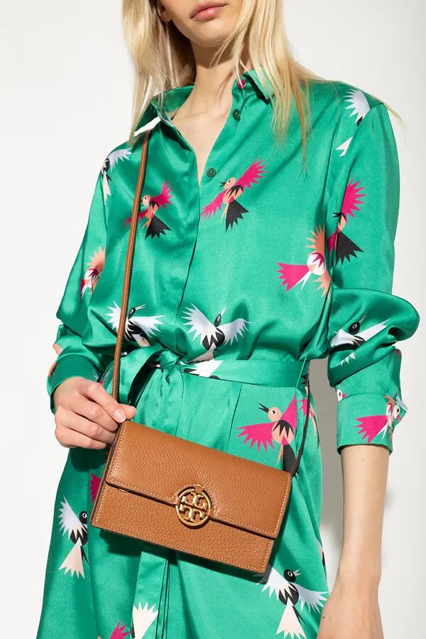 Tory Burch Leather Satchel Bag With Logo Plaque