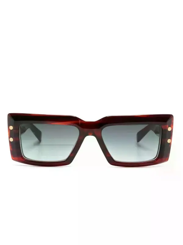 Balmain Imperial Rectangle-frame Sunglasses - Brown
