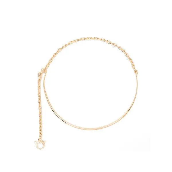 FERRAGAMO Tone Crystal-embellished Gancini Pendant Necklace - Gold