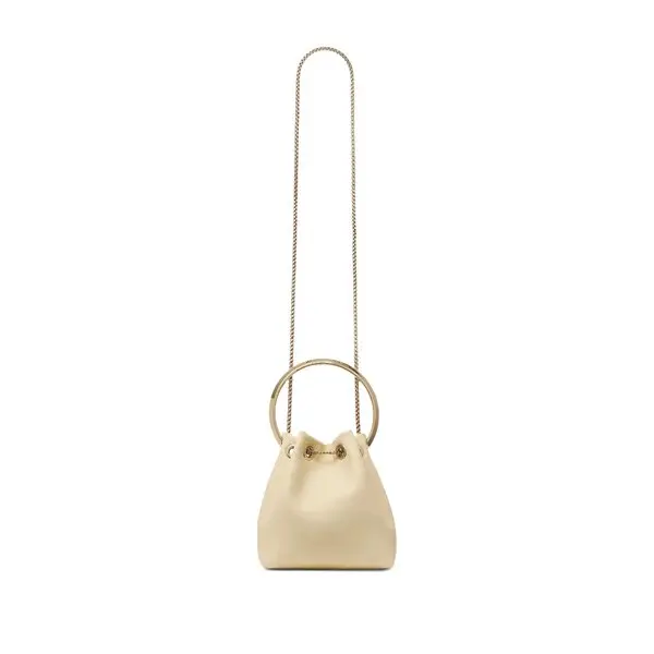 JIMMY CHOO Leather Bucket Bag With Pearl Embellishment