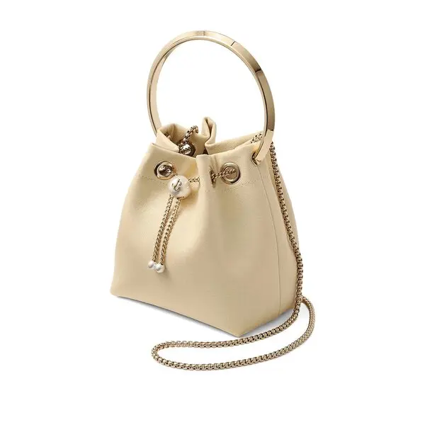 JIMMY CHOO Leather Bucket Bag With Pearl Embellishment