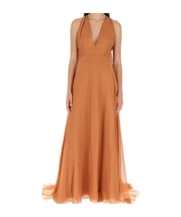 Valentino Garavani V-neck Sleeveless Silk Gown