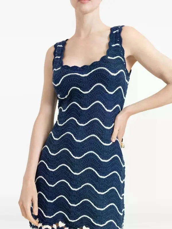 Cara Cara Orel Zigzag-knit Mini Dress - Blue