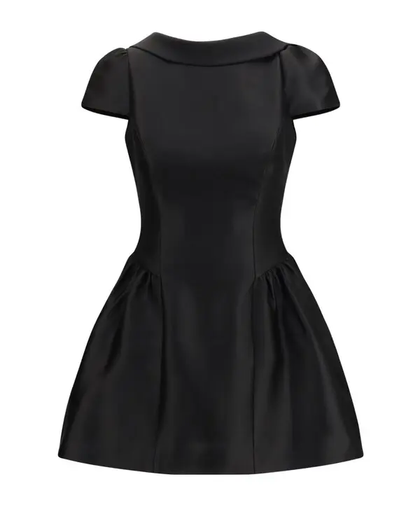 SELF-PORTRAIT Taffeta Collared Mini Dress - Black