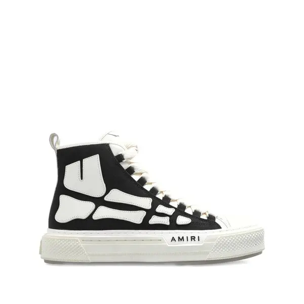 Amiri Calf Leather High Top Sneakers With Perforated Detailing - Black