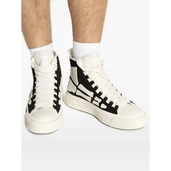 Amiri Calf Leather High Top Sneakers With Perforated Detailing - Black