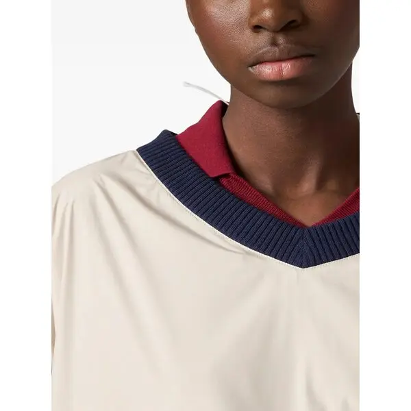 Miu Miu Technical Pongé Sweatshirt With V-neck