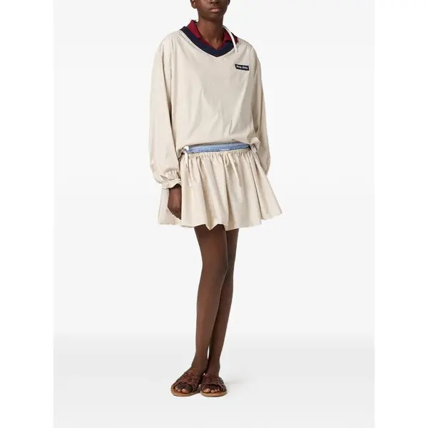 Miu Miu Technical Pongé Sweatshirt With V-neck