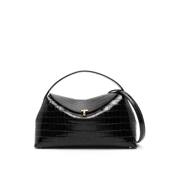TOTEME Crocodile Embossed Leather Shoulder Bag - Brown