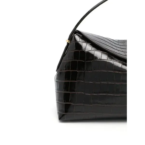 TOTEME Crocodile Embossed Leather Shoulder Bag - Brown
