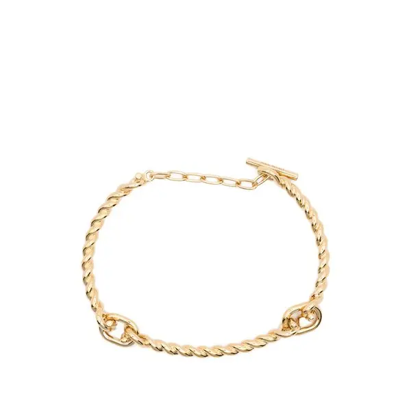 FERRAGAMO Twisted Link Chain Bracelet With Gancini Plaque - Gold