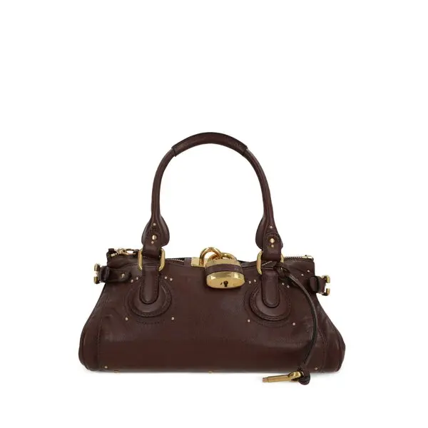 Chloé Padlock Detail Leather Tote - Brown
