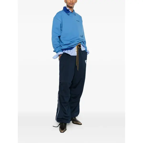 Miu Miu Cotton Sweatshirt With Logo Detail - Blue
