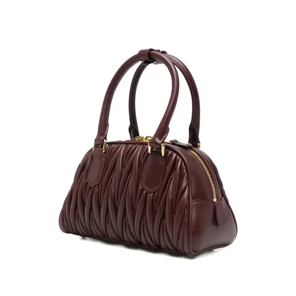 Miu Miu Matelassé Leather Tote Bag - Brown