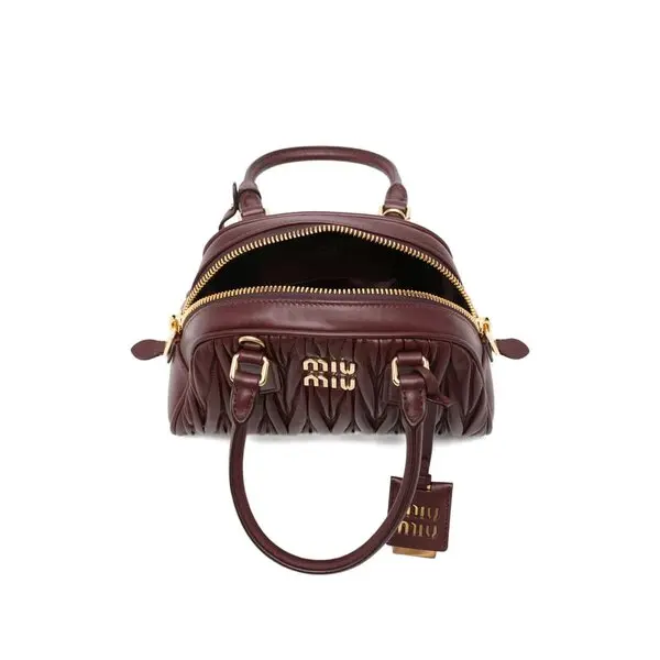 Miu Miu Matelassé Leather Tote Bag - Brown