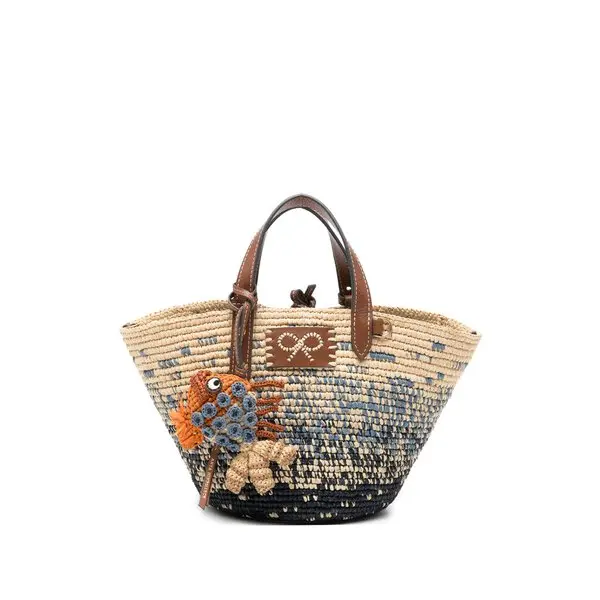 ANYA HINDMARCH Woven Raffia Tote Bag With Ombré Effect And Bow Detail