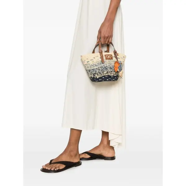 ANYA HINDMARCH Woven Raffia Tote Bag With Ombré Effect And Bow Detail