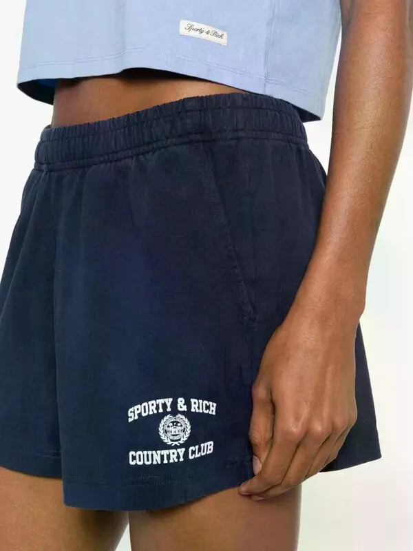 SPORTY & RICH Logo Elasticated Shorts
