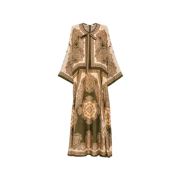Zimmermann Paisley Print Silk Day Dress - Green