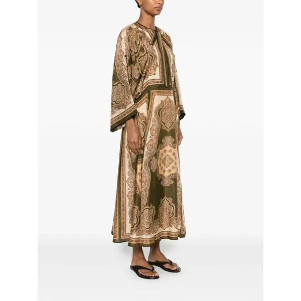 Zimmermann Paisley Print Silk Day Dress - Green