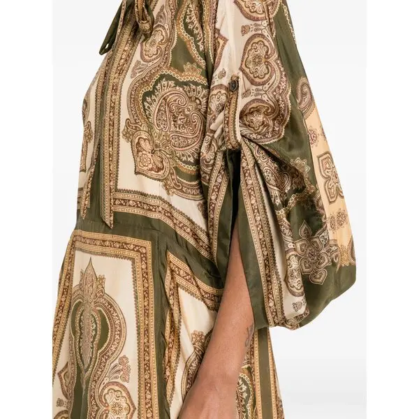 Zimmermann Paisley Print Silk Day Dress - Green