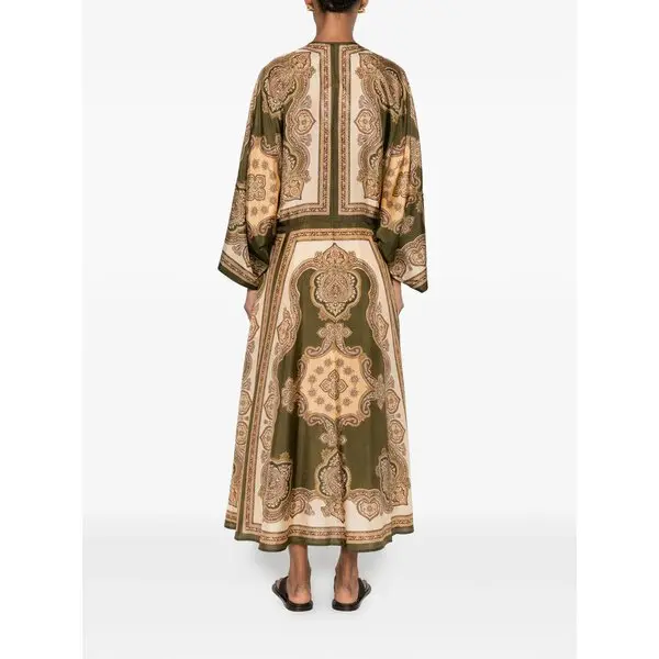 Zimmermann Paisley Print Silk Day Dress - Green