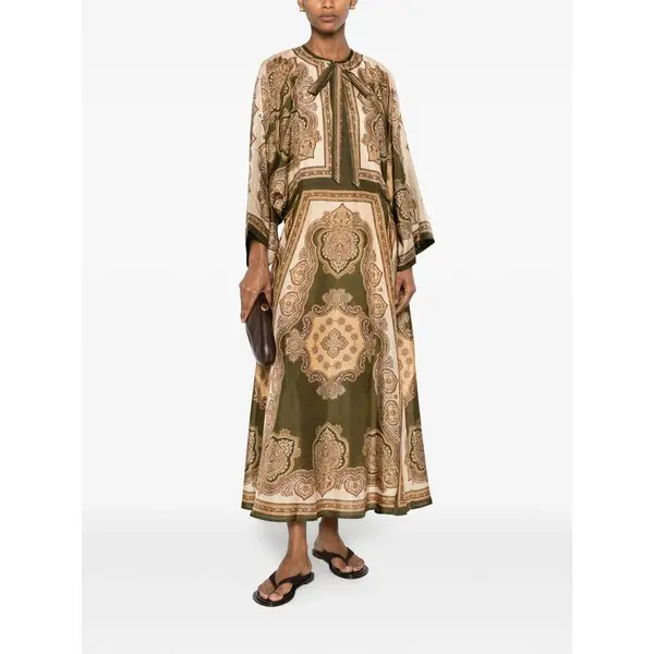 Zimmermann Paisley Print Silk Day Dress - Green