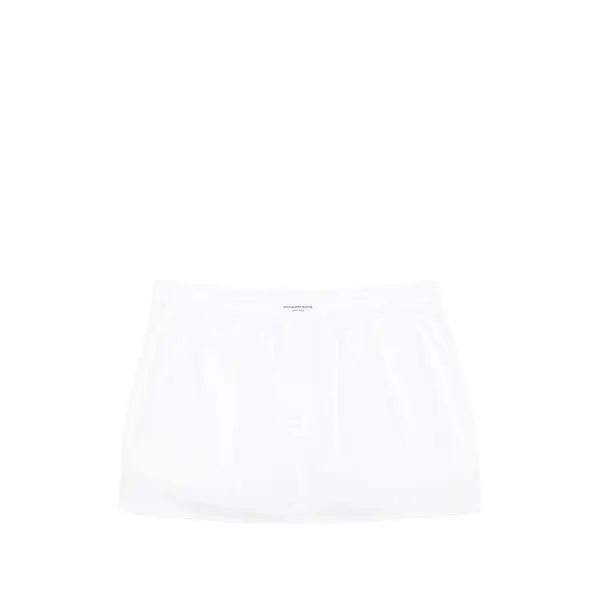 Alexander Wang Cotton Logo Detail Gathered Waist Mini Shorts - White