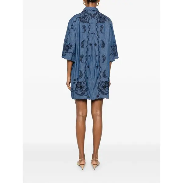Zimmermann Paisley Embroidered Day Dress - Blue
